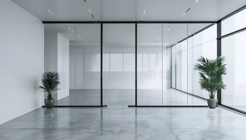 Empty Glass Office Wall for Logo Mockup Making Stock Illustration ...