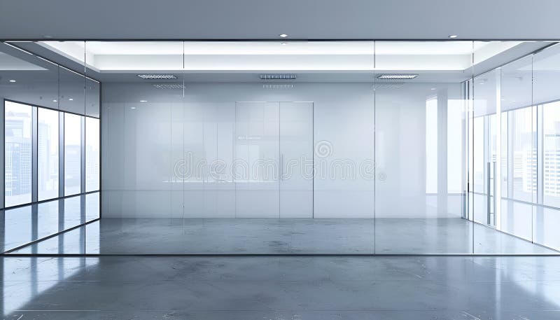 Empty Glass Office Wall for Logo Mockup Making Stock Illustration ...