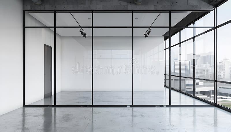 Empty Glass Office Wall for Logo Mockup Making Stock Illustration ...