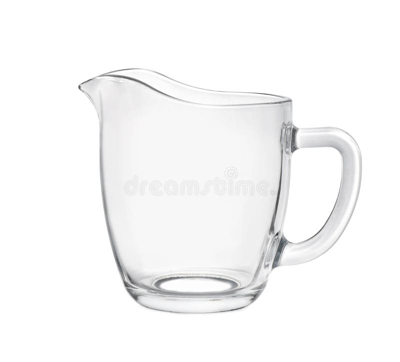 Empty Glass Pitcher with Handle Isolated on White Stock Photo - Image ...