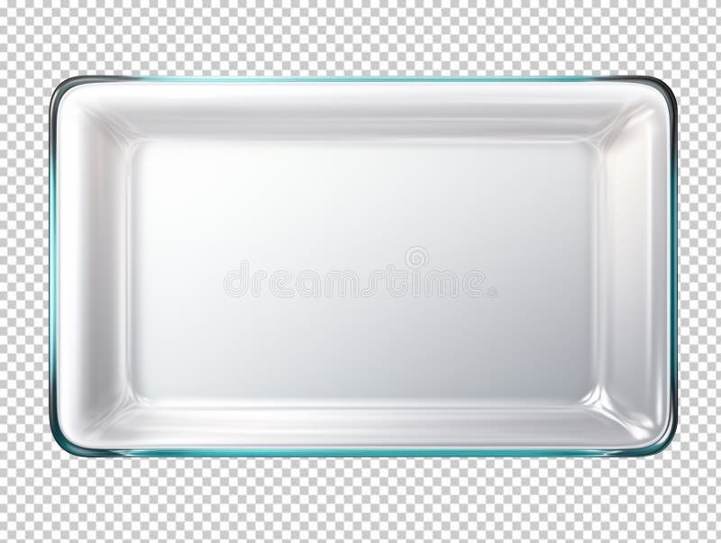 Empty Glass Rectangle Tray Plate Isolated on Transparent Background ...