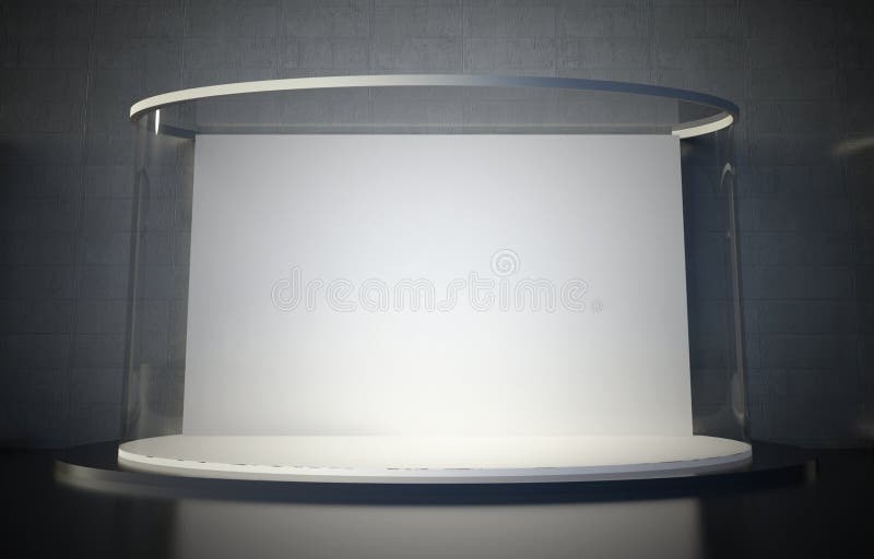 Empty Glass Showcase, 3d Exhibition Space Stock Image - Image of ...