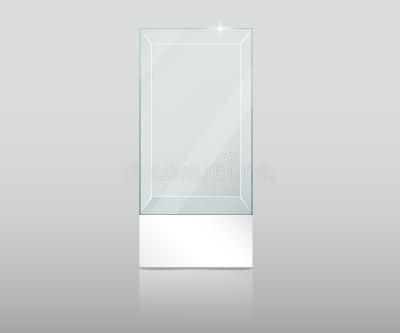 Empty Glass Showcase on Pedestal. Museum Glass Box Isolated Advertising ...
