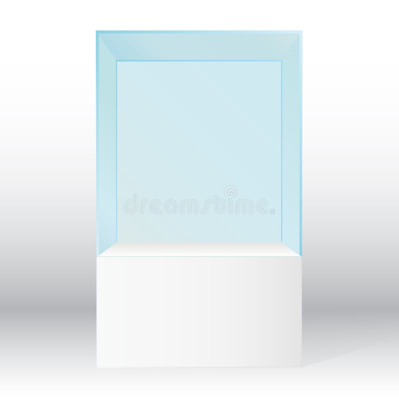Empty Glass Showcase in Cube Shape for Presentation Mockup Stock Vector ...