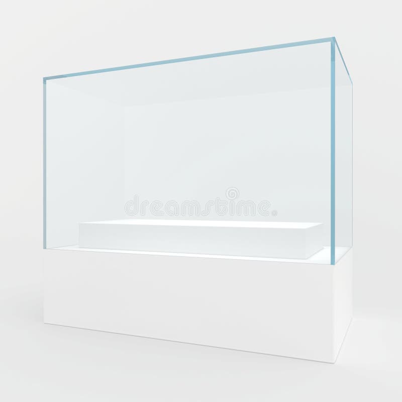 Empty Glass Showcase for Exhibit. Gray Background Stock Illustration ...