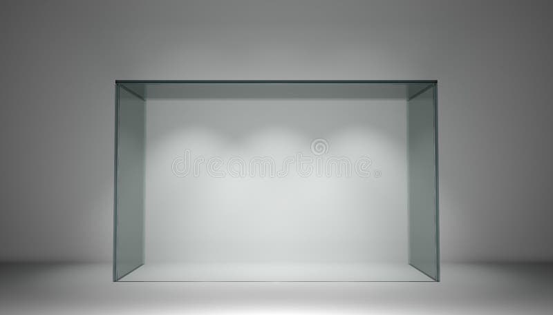 Empty Glass Showcase in Exhibition Room Stock Illustration ...