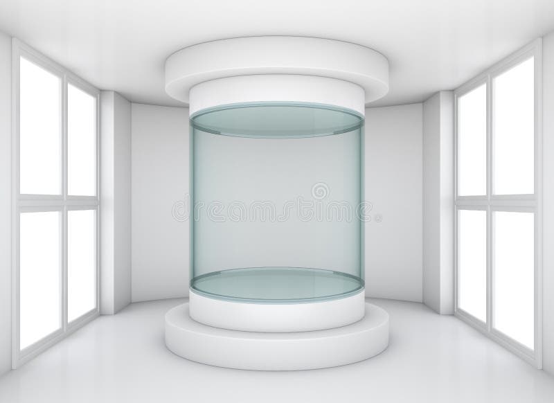 Empty Glass Showcase in Exhibition Room Stock Illustration ...