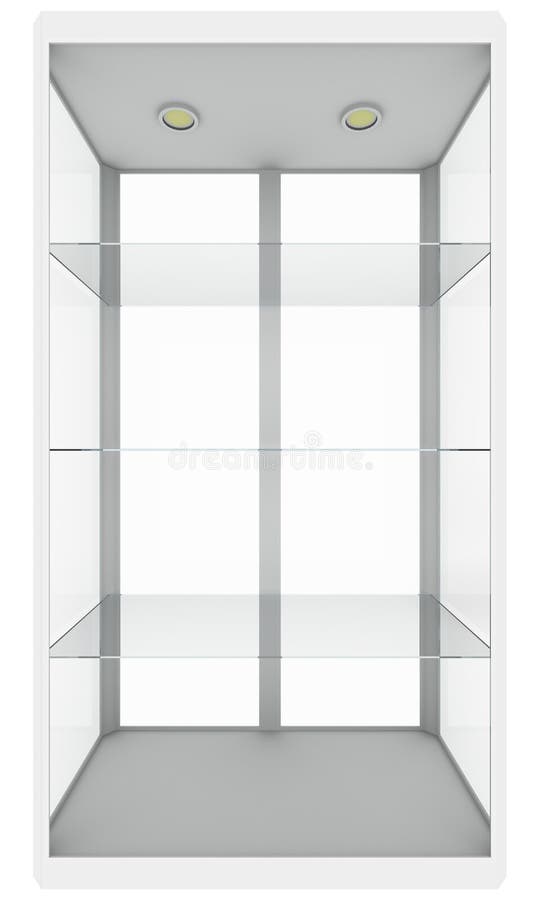 Empty Glass Showcase. Isolated on White Stock Illustration ...
