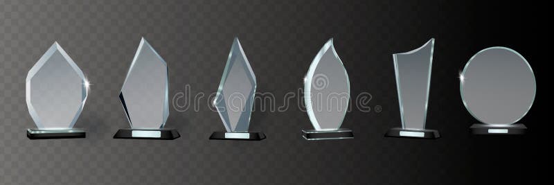 Empty Glass Trophy on a Transparent Background. Glossy Trophy for Award ...