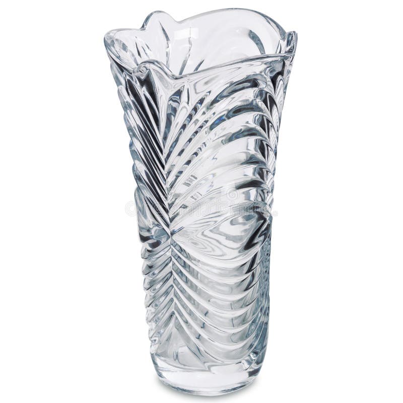 Empty Glass Vase With A Pattern, Isolated On White Background Stock ...
