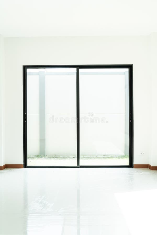 Empty Glass Window and Door in Home Stock Image - Image of background ...