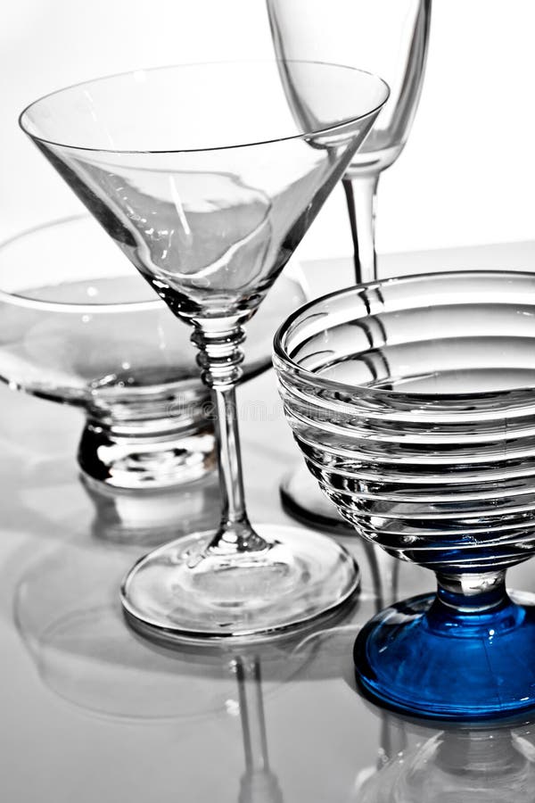 Empty Glassware with Reflection Stock Photo - Image of luxury, object ...