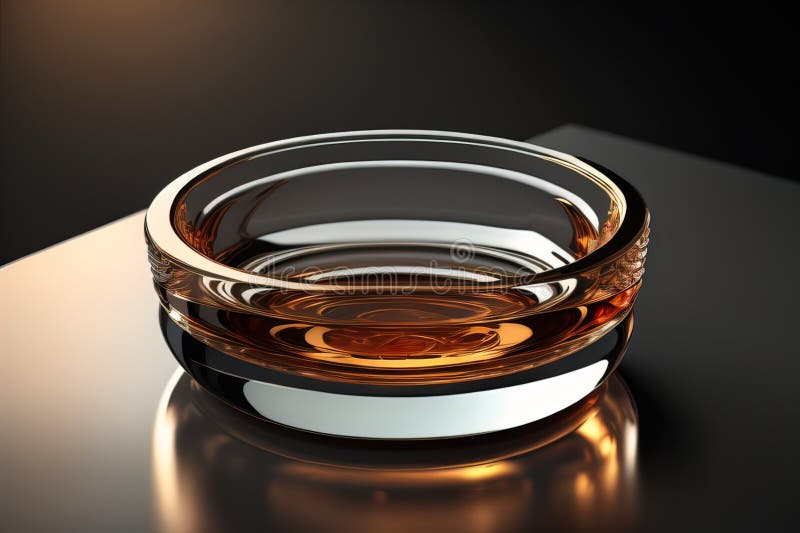 Empty Glossy Transparent Ashtray on a Dark Background. Ai Generative ...