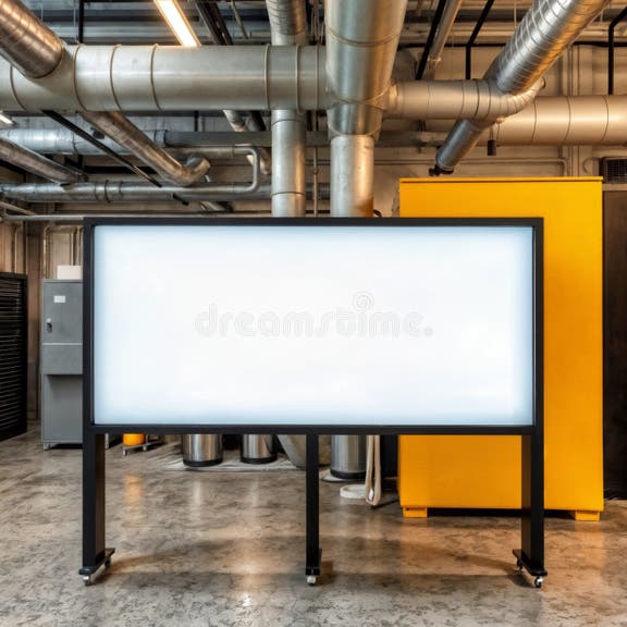 Empty Glowing Lightbox in Industrial Space, Generative Ai Stock ...