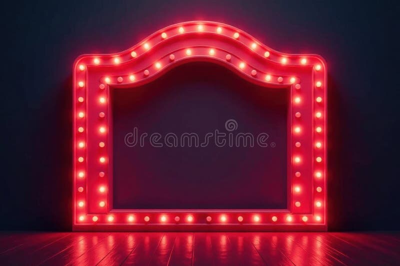 Empty Glowing Marquee Light Frame, Classic Retro Design , Border ...