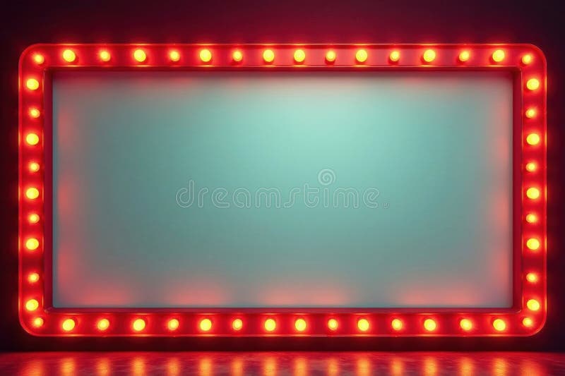 Empty Glowing Marquee Light Frame, Classic Retro Design , Border ...