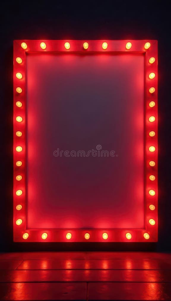 Empty Glowing Marquee Light Sign Frame Banner , Shadow, Sparkly, Night ...