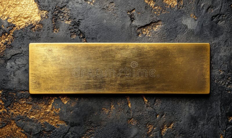 Empty Gold or Brass Nameplate Mockup with a Brushed Rectangular Design ...