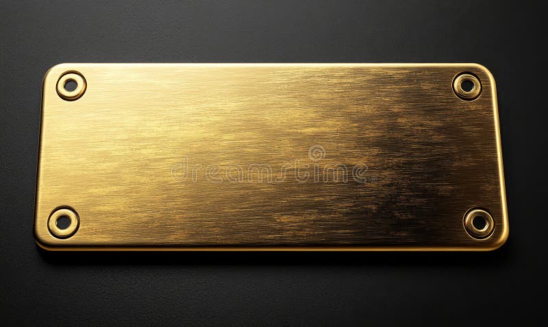 Empty Gold or Brass Nameplate Mockup with a Brushed Rectangular Design ...