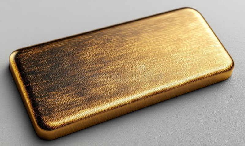 Empty Gold or Brass Nameplate Mockup with a Brushed Rectangular Design ...