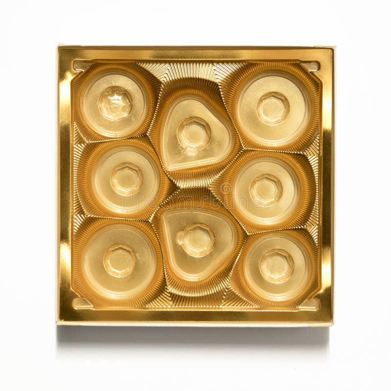 Empty Gold Chocolate Box - Plastic Chocolate Container Stock Image ...