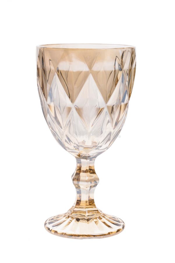 Empty Gold Crystal Glass Isolated on White Background Stock Photo ...