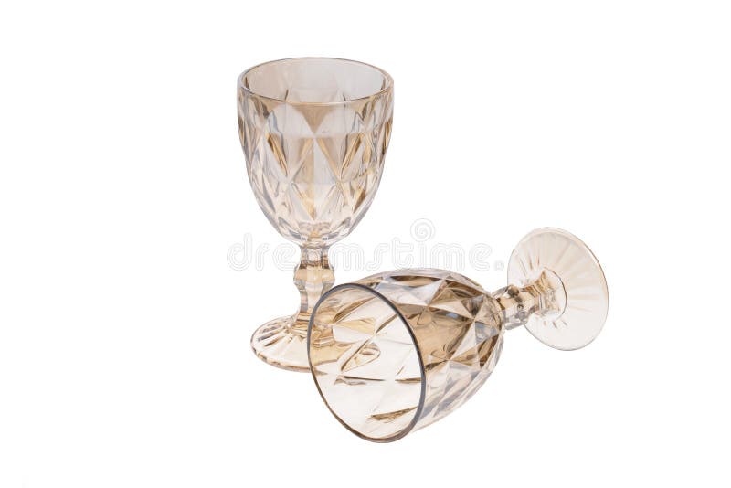 Empty Gold Crystal Glass Isolated on White Background Stock Image ...