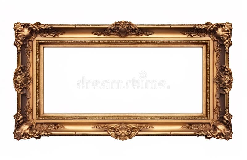 Empty Gold Decorative Frame for a Picture or Photo on a White ...