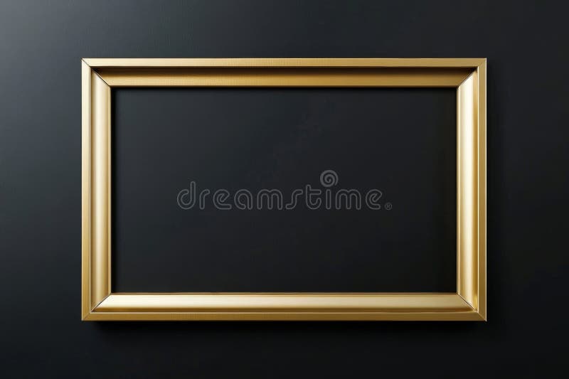 Empty Gold Frame Hanging on a Black Wall Ready for an Artwork Display ...