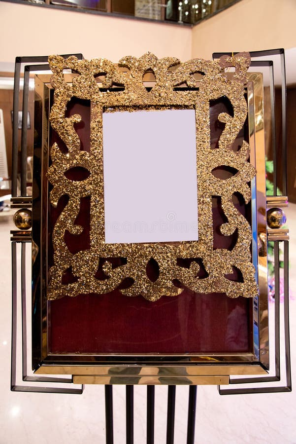 Empty Gold Frame in Party and Event with Blank Text Space Stock Image ...