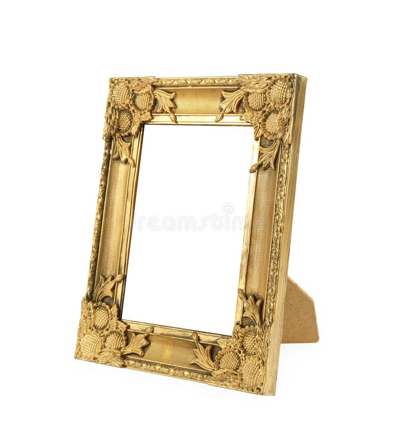 Empty Gold Photo Frame Isolated on White Stock Photo - Image of empty ...