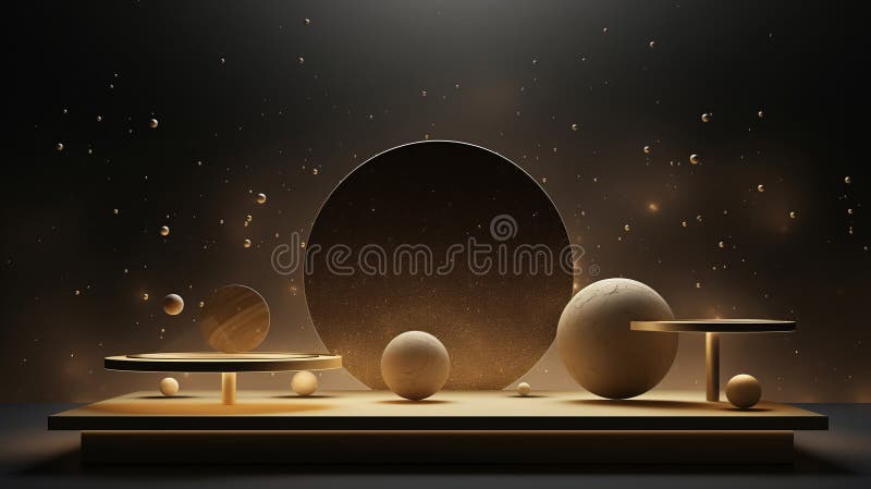 Generative AI Illustration an Empty Gold Product Display Podium Against ...