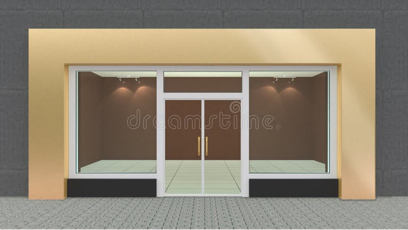 Empty Gold Store Front stock illustration. Illustration of door - 57395249