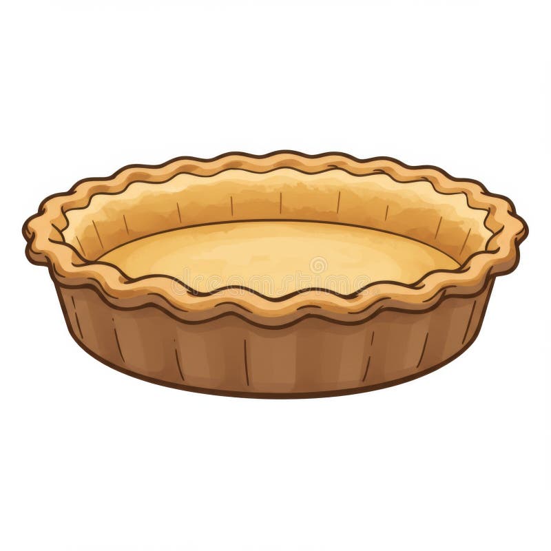 Empty Golden Brown Pie Crust on White Background Stock Illustration ...