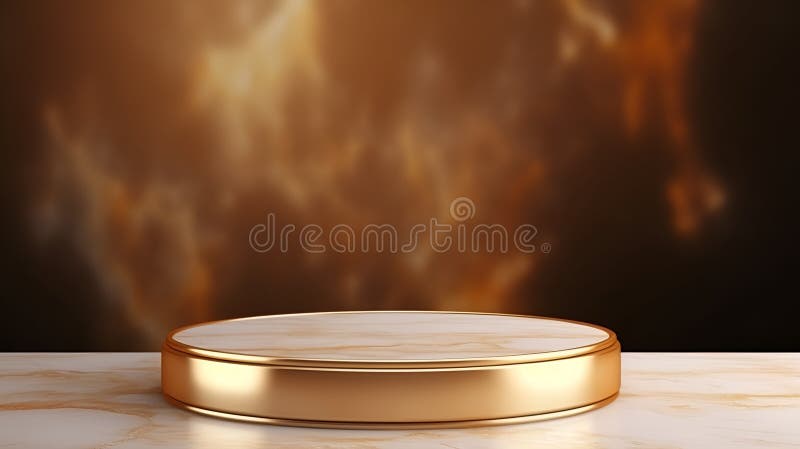 Empty Golden Color Glowing Product Display Advertisement Background a ...