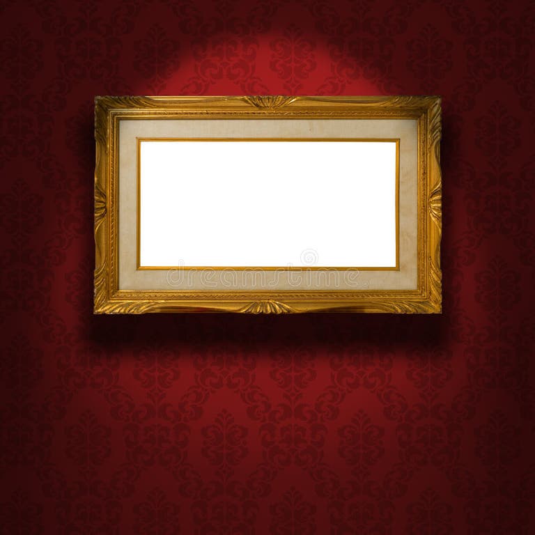 Empty Golden Frame on the Wall. Stock Image - Image of outline, blank ...