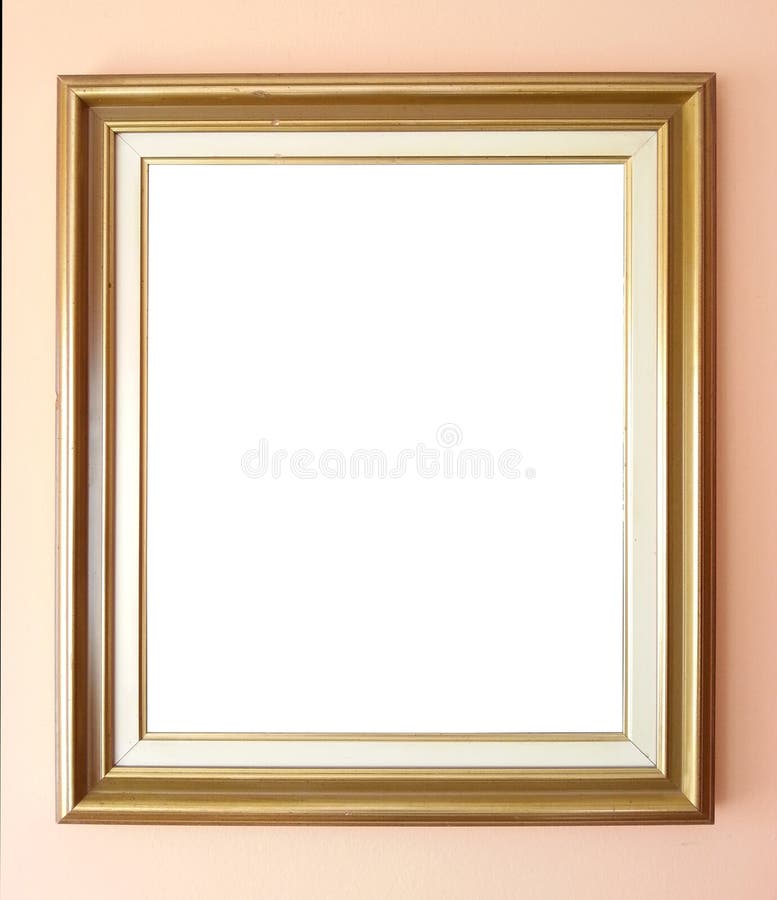 Empty golden frame on wall stock image. Image of design - 151716879