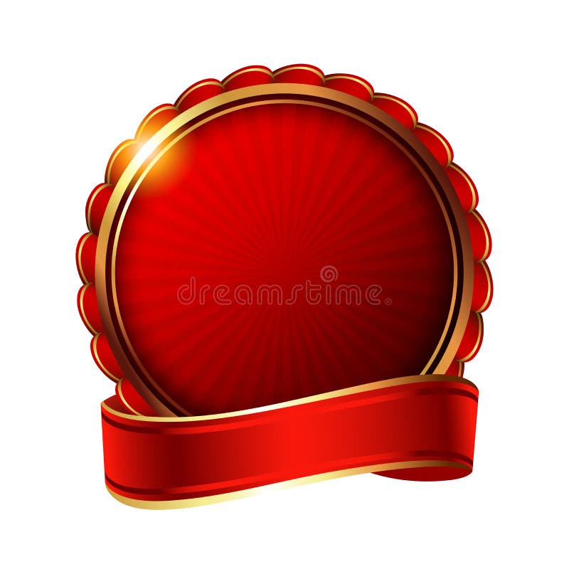 Empty Golden Label with Ribbon. Stock Illustration - Illustration of ...