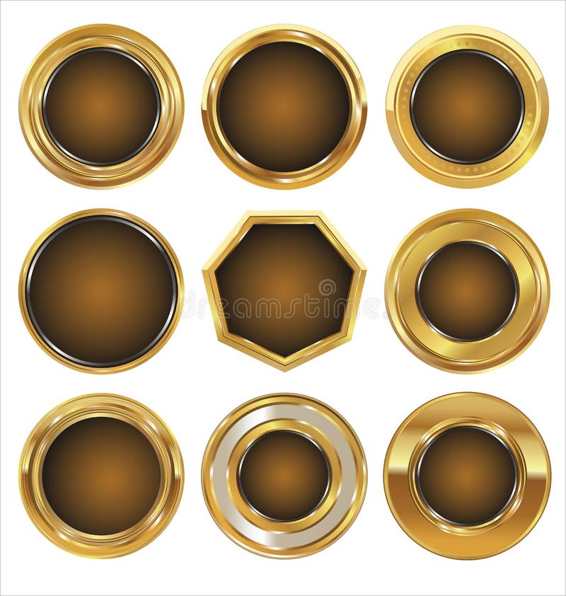 Empty golden metal badges stock illustration. Illustration of ...