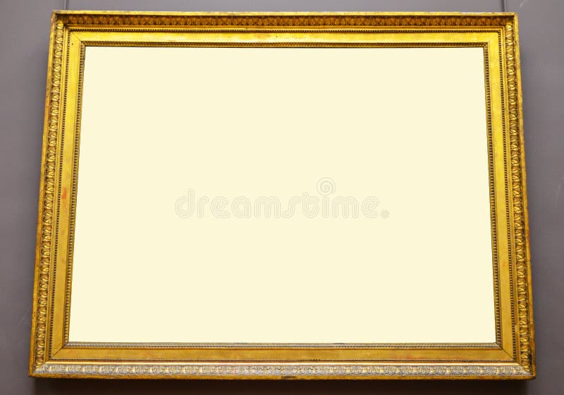 Empty golden frame on wall stock photo. Image of inside - 56100744
