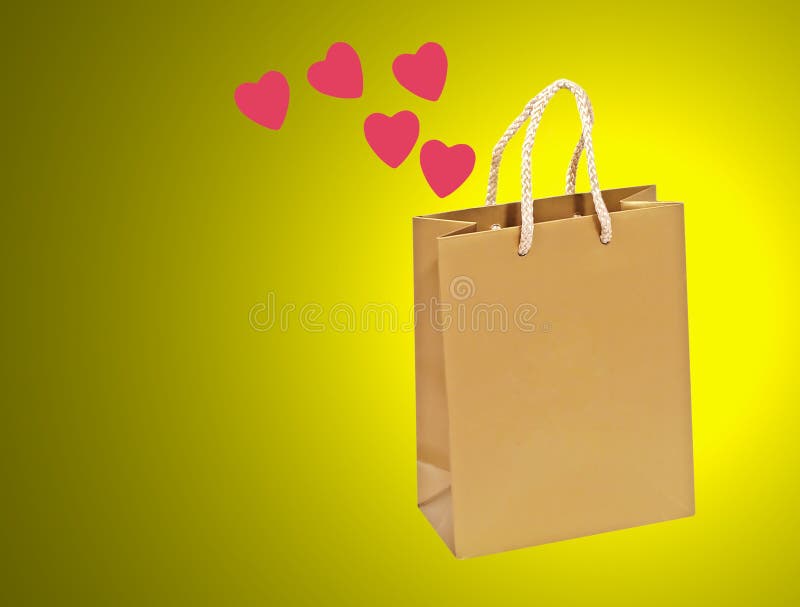 Empty Golden Valentines Gift Bag. Stock Image - Image of store, retail ...