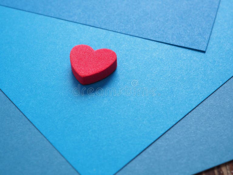 Empty Gradient Blue Colored Paper with Red Heart Background Texture ...