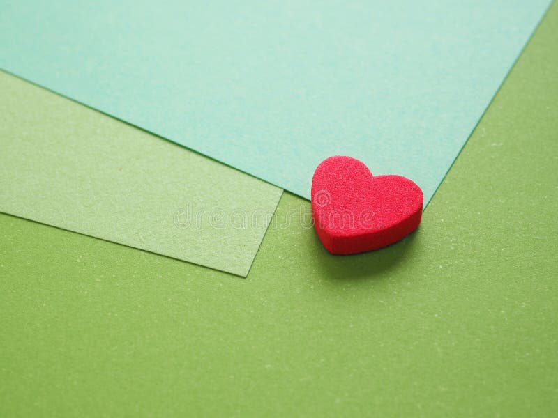 Empty Gradient Green Colored Paper with Red Heart Background Texture ...