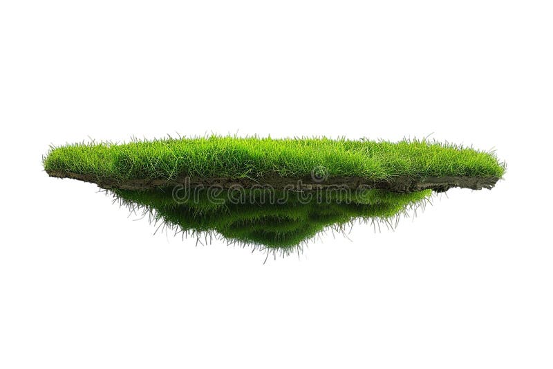 Empty Grass Field with Floating Land Sky and Clouds Stock Illustration ...