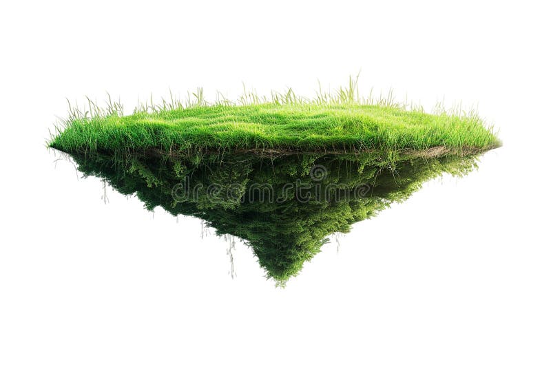 Empty Grass Field with Floating Land Sky and Clouds Stock Illustration ...
