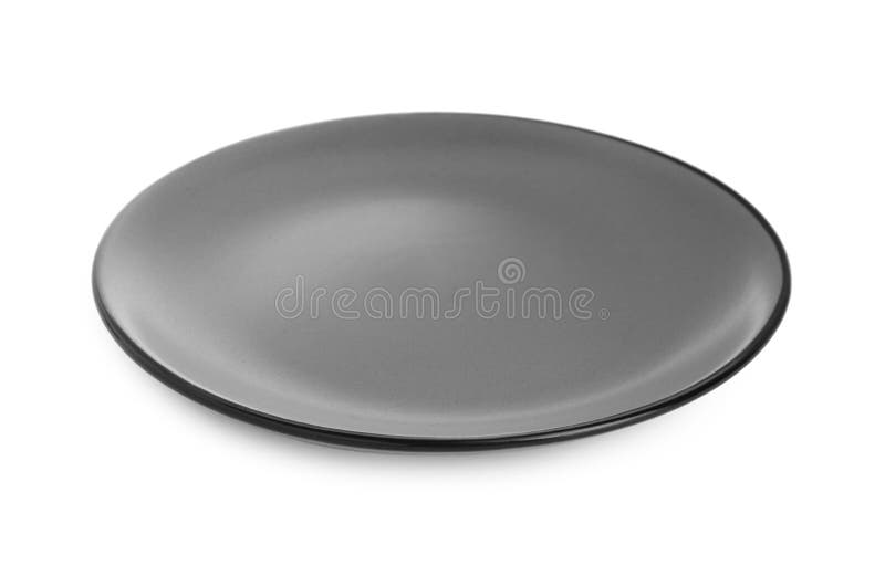 Empty Gray Ceramic Plate Isolated on White Stock Image - Image of ...