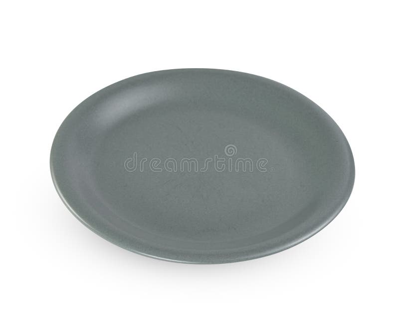 Empty Gray Ceramic Plate Isolated on White Background ,include Clipping ...