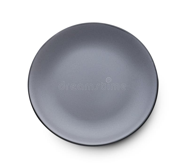 Empty Gray Ceramic Plate Isolated on White, Top View Stock Image ...