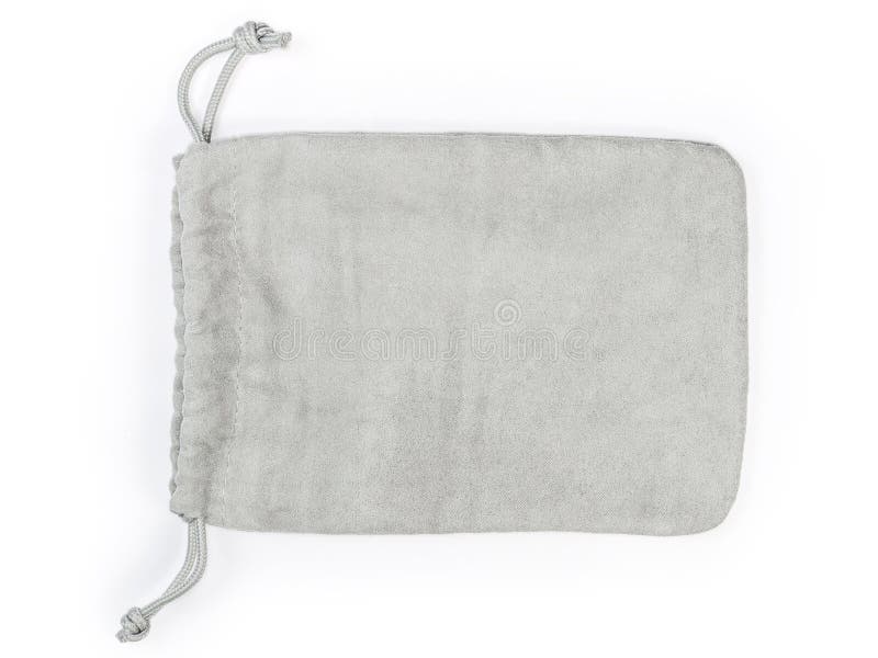 Empty Gray Fabric Pouch with Rope Closure, Top View Stock Image - Image ...