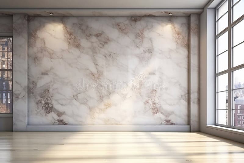 Empty Gray Marble Wall and Floor Indoors Front View, Modern Interior ...